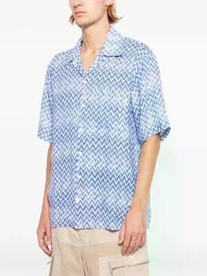 120% Lino Chevron-print Short-sleeved Shirt