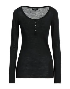 DONDUP DONDUP Cream Wool And Polyamide Henley T-shirt Black