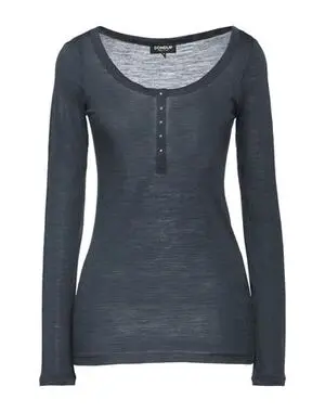 DONDUP Wool And Polyamide Henley T-shirt - Navy