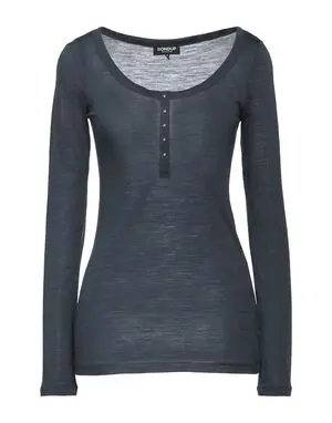DONDUP Wool And Polyamide Henley T-shirt - Navy