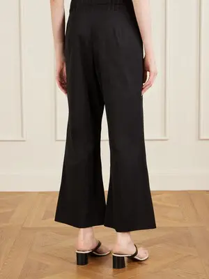 Khaite Walter Cotton And Silk-blend Flared Trousers - Black