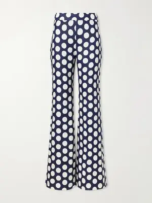 Cara Cara Polka Dot Linen Wide-leg Pants - Blue