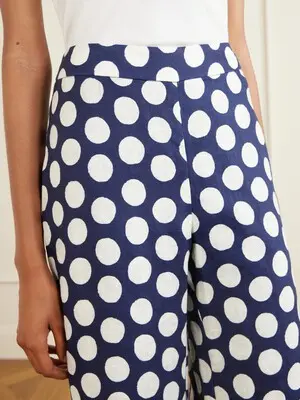 Cara Cara Polka Dot Linen Wide-leg Pants