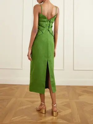 Farm Rio Monstera Leaf Linen Midi Dress