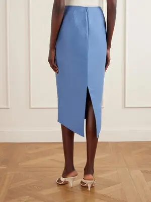 LANVIN Asymmetrical Satin Jacquard Midi Skirt