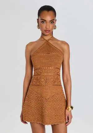 Retrofete Florentina Crochet Halterneck Mini Dress