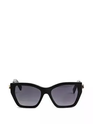 BVLGARI Cat Eye Sunglasses With Gold Tone Logo - Black
