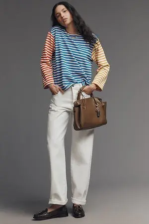English Factory Colorblock Striped Long Sleeve Top - Blue Pattern