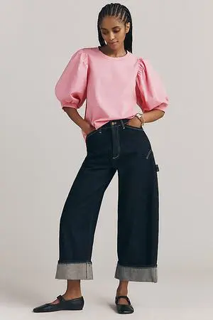 English Factory Puff-sleeve Cotton Top
