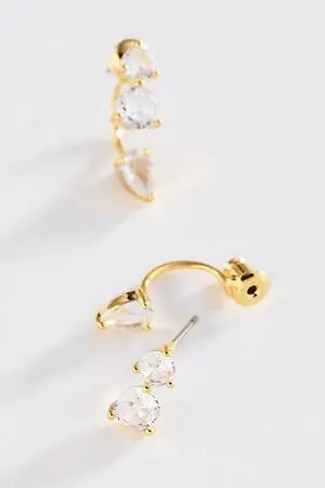 Anthropologie Cubic Zirconia Ear Jacket Earrings - Clear