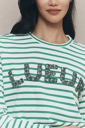 Endless Rose Embellished Striped Pullover - Green Stripe