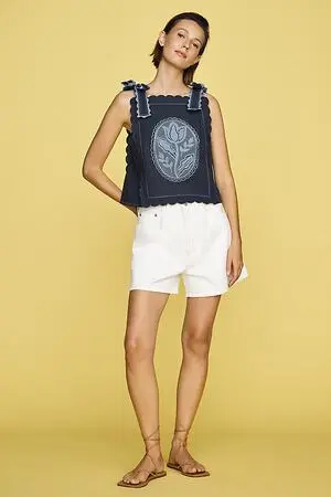 Maeve Cotton Linen Tie-shoulder Tank Top