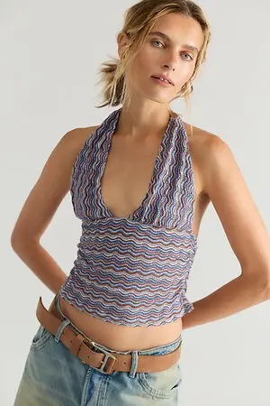 Free People Ashton Halter Tank - Cornflower Combo