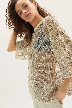 Free People Calypso Sequin Net Top