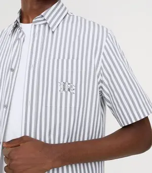 Burberry Poplin Stripe Short Sleeve Shirt - White