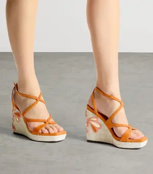JIMMY CHOO Ayla 110 Suede Wedge Sandals