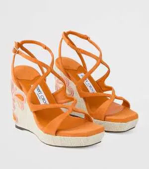 JIMMY CHOO Ayla 110 Suede Wedge Sandals