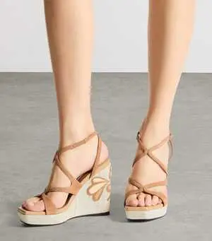 JIMMY CHOO Ayla Suede Wedge Sandals - Beige