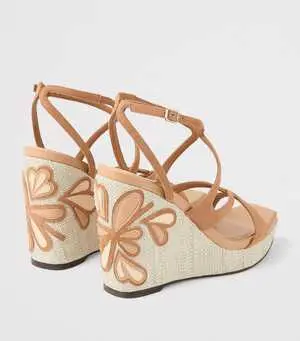 JIMMY CHOO Ayla Suede Wedge Sandals - Beige