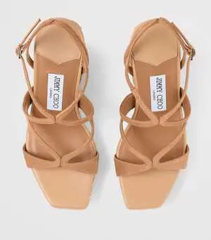 JIMMY CHOO Ayla Suede Wedge Sandals - Beige
