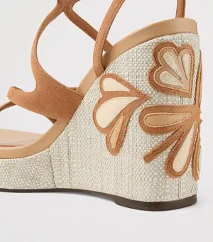 JIMMY CHOO Ayla Suede Wedge Sandals - Beige