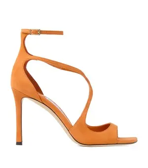 JIMMY CHOO Azia 95 Suede Stiletto Sandals - Orange