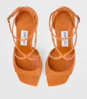 JIMMY CHOO Azia 95 Suede Stiletto Sandals - Orange