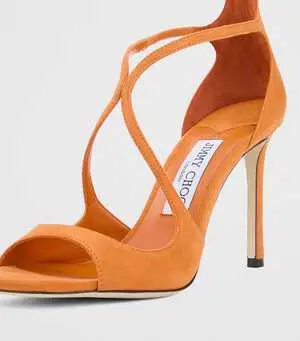 JIMMY CHOO Azia 95 Suede Stiletto Sandals - Orange