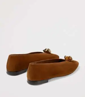 JIMMY CHOO Margot Pointed Toe Suede Ballet Flats - Beige
