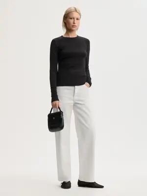 BY MALENE BIRGER Brita Organic Cotton Long-sleeved T-shirt - Black