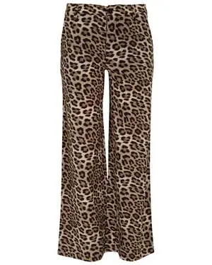 LORDS OF HARLECH Phoebe Leopard Print Wool Wide-leg Pants