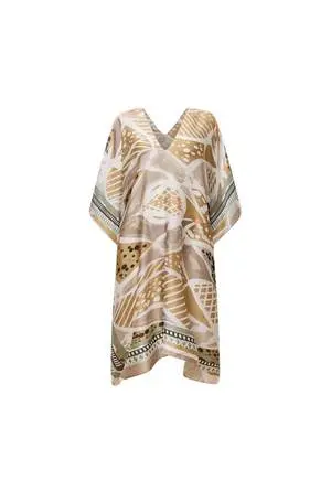 JAMES LAKELAND Beige Petal Mosaic Kaftan - Brown