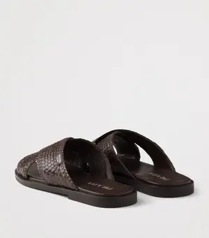 Prada Woven Leather Crisscross Sandals