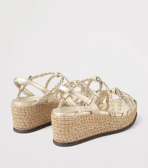 JIMMY CHOO Nyra Metallic Leather Wedge Sandals