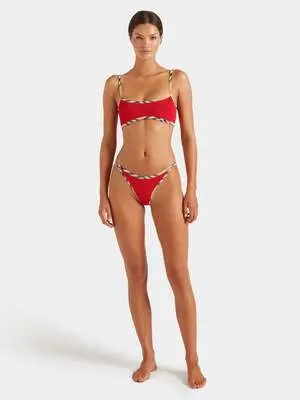 Hunza G X Burberry Two-piece Swimsuit With Burberry Check Trim - Red/check