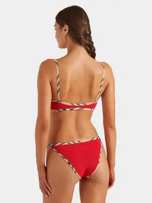 Hunza G X Burberry Two-piece Swimsuit With Burberry Check Trim - Red/check