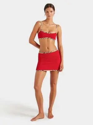 Hunza G X Burberry Two-piece Swimsuit With Burberry Check Trim - Red/check