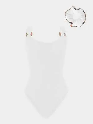 Hunza G X Burberry One Piece Swimsuit With Signature Crinkle - White/check