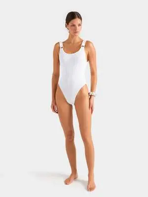 Hunza G X Burberry One Piece Swimsuit With Signature Crinkle - White/check