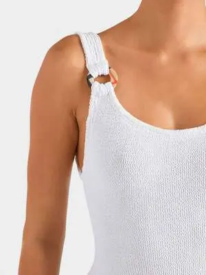 Hunza G X Burberry One Piece Swimsuit With Signature Crinkle - White/check