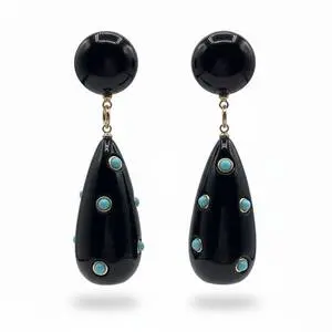 MICHAEL NASH JEWELRY Kathryn Turquoise Drop Earrings - Black