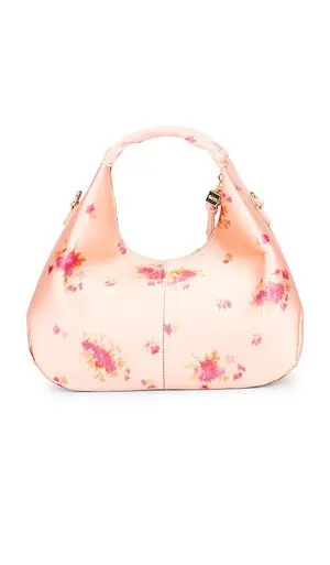 GANNI Printed Satin Hobo Mini Bag - Peach