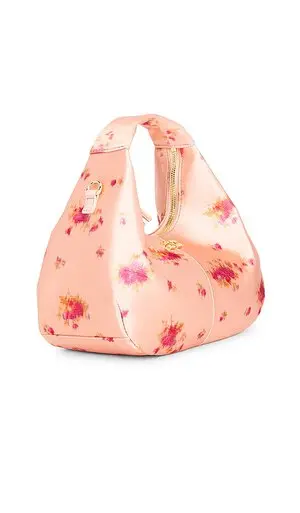 GANNI Printed Satin Hobo Mini Bag - Peach