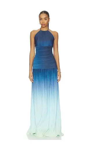 MAYLE VASQUEZ Sirena Halterneck Plisse Gown