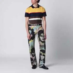 Versace The Party" Print Straight Leg Jeans