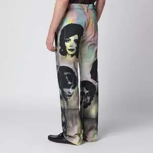 Versace The Party" Print Straight Leg Jeans