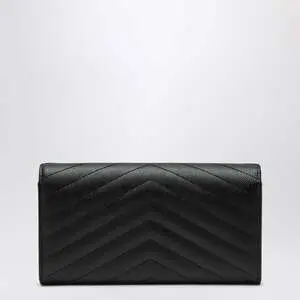 Saint Laurent Large Cassandre Matelassé Wallet - Black