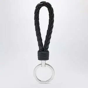 Bottega Veneta Intrecciato Leather Key Ring - Black