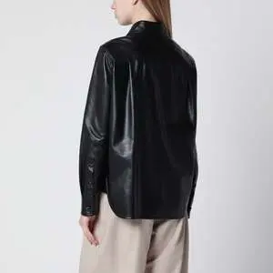 Bottega Veneta Semi-glossy Lamb Leather Shirt - Black
