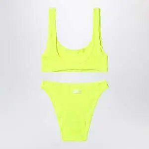 MC2 SAINT BARTH Baker Bikini In Neon Crinkle Fabric - Yellow